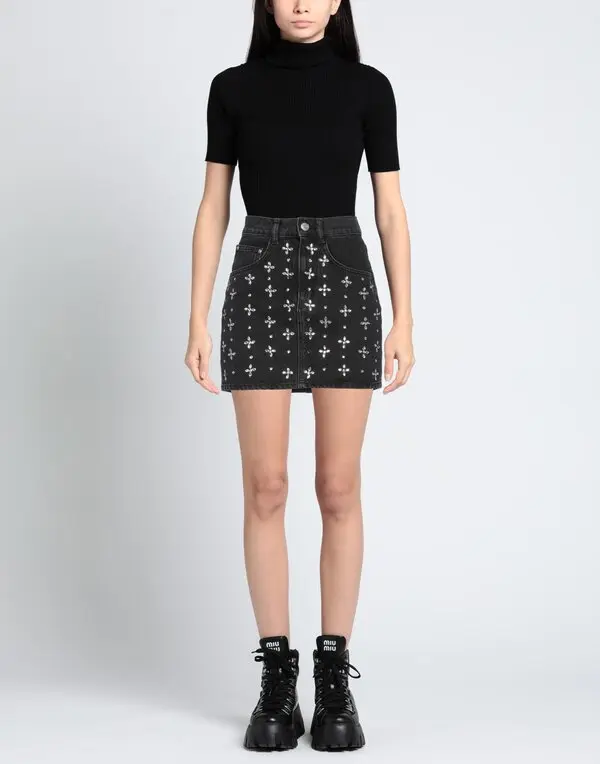 Maje Denim Pencil Skirt With Crystals