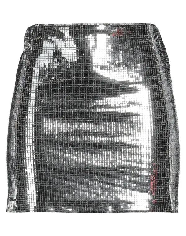 Maje Metallic Flared Knit Mini Skirt
