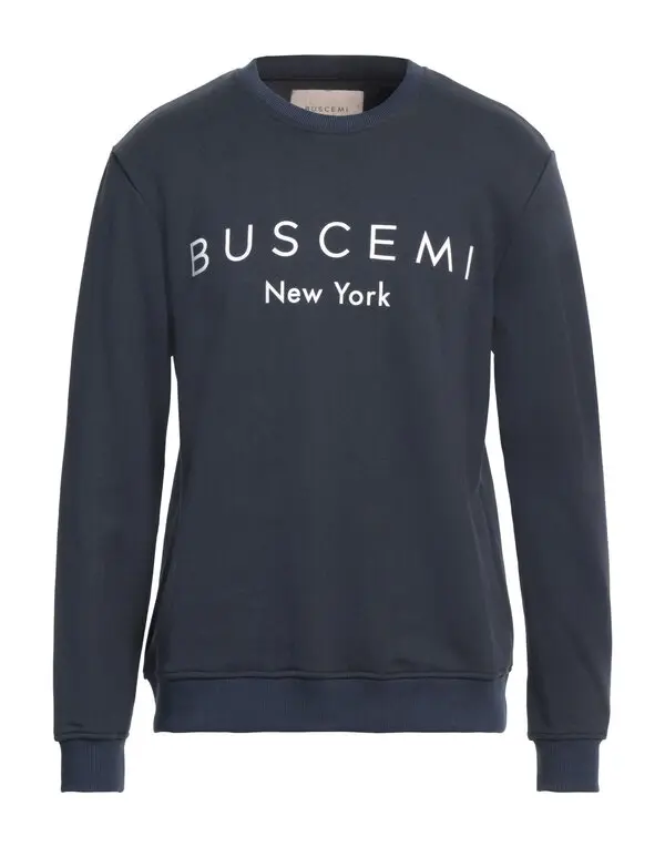 Buscemi Midnight Cotton French Terry Sweatshirt With Logo Print - Blue