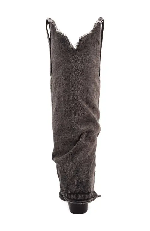 DINGO Denim And Snakeskin Knee High Boots - Black