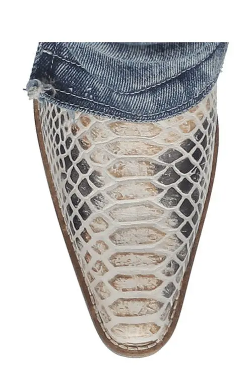 DINGO Denim And Snakeskin Knee High Boots
