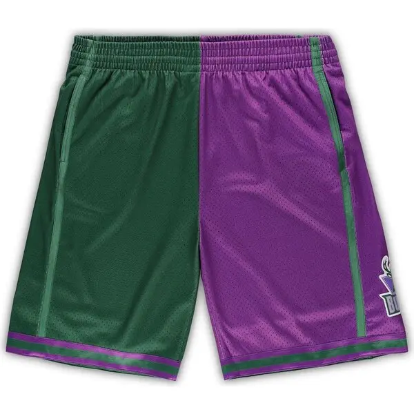 Mitchell & Ness Milwaukee Bucks Hardwood Classics Split Swingman Shorts - Green
