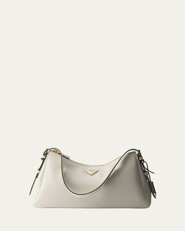 Prada Aimee Grain Leather Shoulder Bag - Bianco