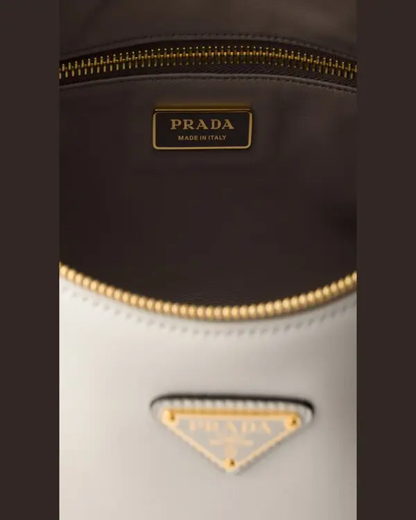 Prada Aimee Grain Leather Shoulder Bag - Bianco