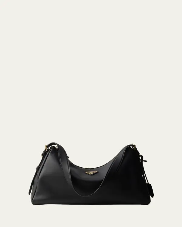 Prada Aimee Grain Leather Shoulder Bag - Nero
