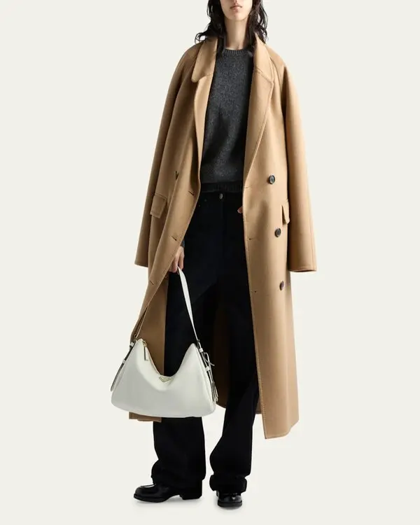 Prada Aimee Grain Leather Shoulder Bag - Nero