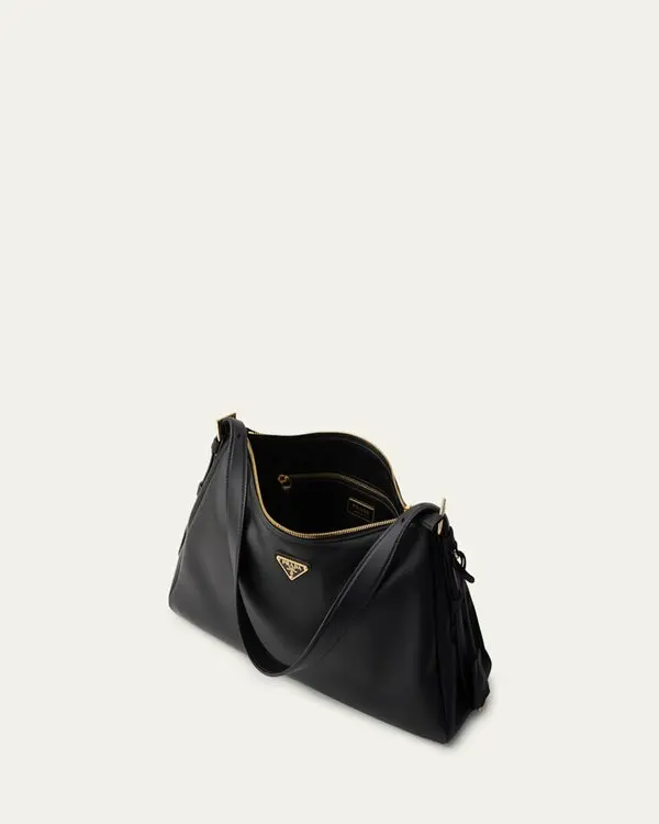 Prada Aimee Grain Leather Shoulder Bag - Nero