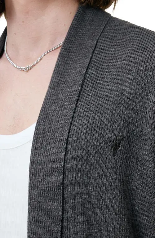 ALLSAINTS Mode Merino Wool Shawl Collar Cardigan - Monument Grey