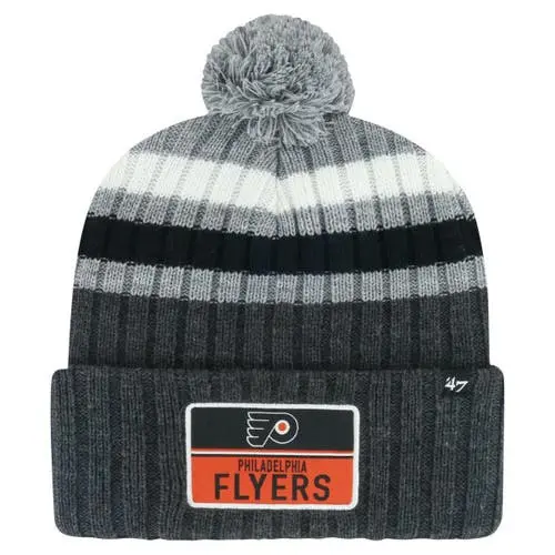 '47 Philadelphia Flyers Stack Patch Cuffed Knit Hat With Pom - Gray