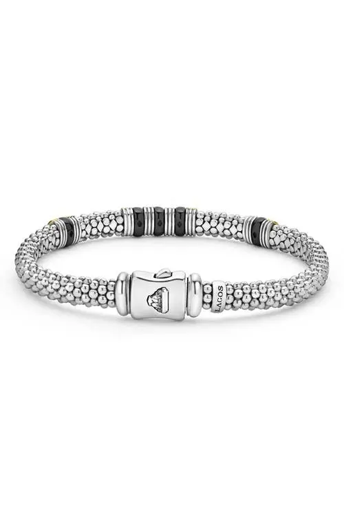 Lagos Caviar Triple Station Bracelet - Black