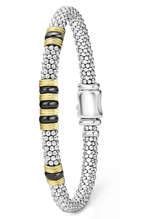 Lagos Caviar Triple Station Bracelet - Black