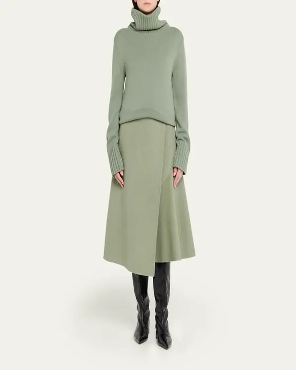 Michael Kors Oversized Turtleneck Cashmere Sweater - Mdgrn
