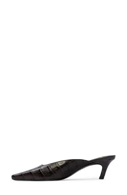 BLACK SUEDE STUDIO Logan Kitten Heel Mule - Dark Brown