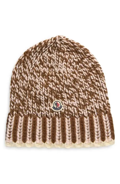 Moncler Two-tone Wool-blend Beanie - Medium Beige
