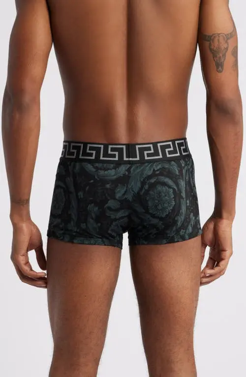 Versace Barocco Stretch Cotton Trunks - Black Grey