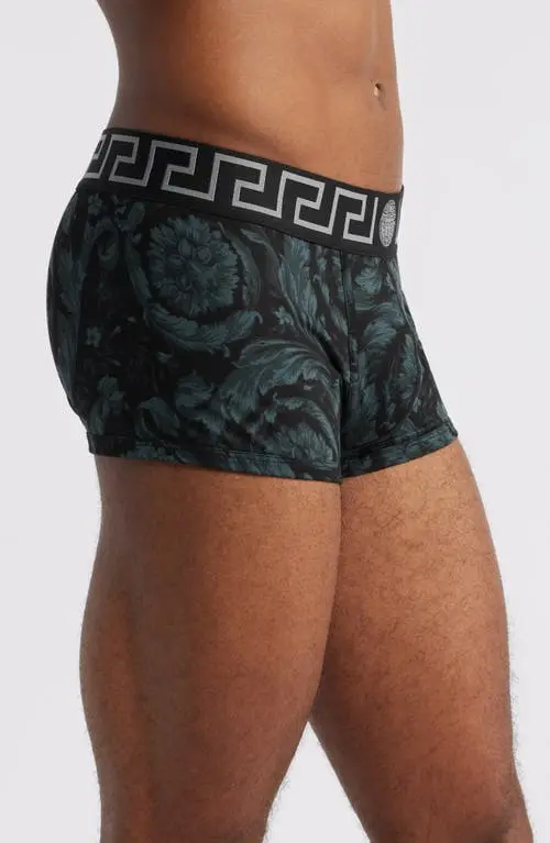 Versace Barocco Stretch Cotton Trunks - Black Grey