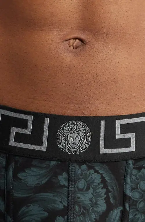 Versace Barocco Stretch Cotton Trunks - Black Grey