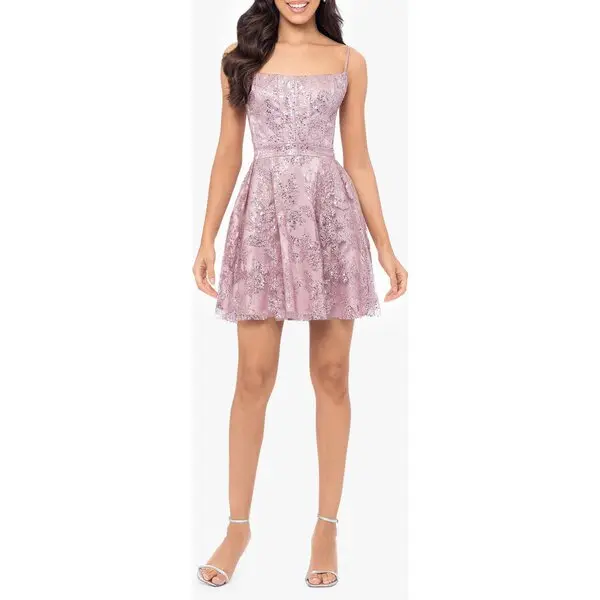 BLONDIE NITES Sequin Tulle Minidress - Rose