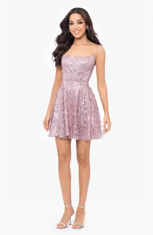 BLONDIE NITES Sequin Tulle Minidress - Rose