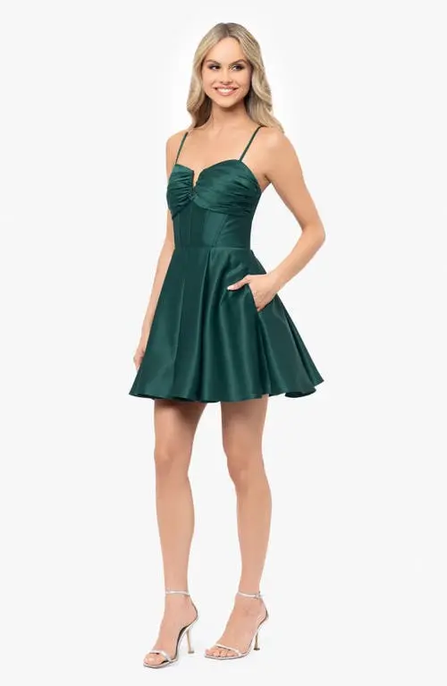 BLONDIE NITES Satin Minidress - Hunter