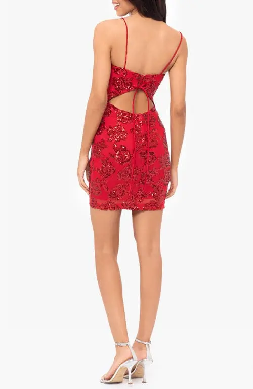 BLONDIE NITES Floral Sequin Mini Dress