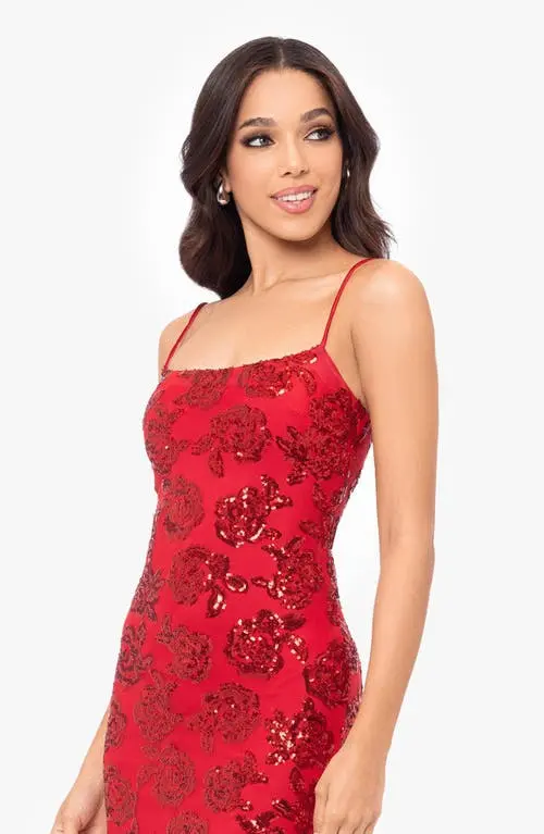 BLONDIE NITES Floral Sequin Mini Dress