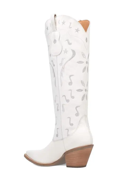 DINGO Rhymin Knee High Western Boots - White