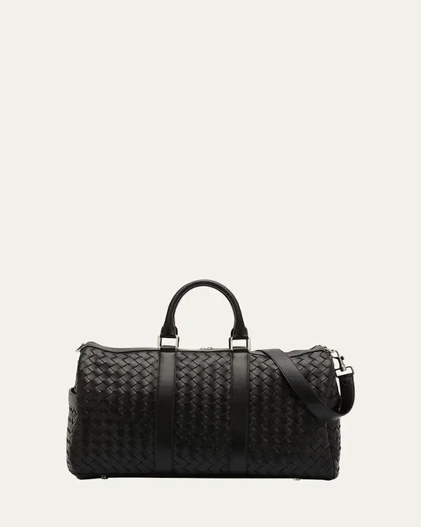 Bottega Veneta Medium Intrecciato Leather Duffel Bag - Nero-nero