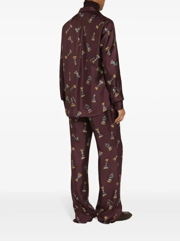 Dolce & Gabbana Chess Motif Silk Shirt - Red