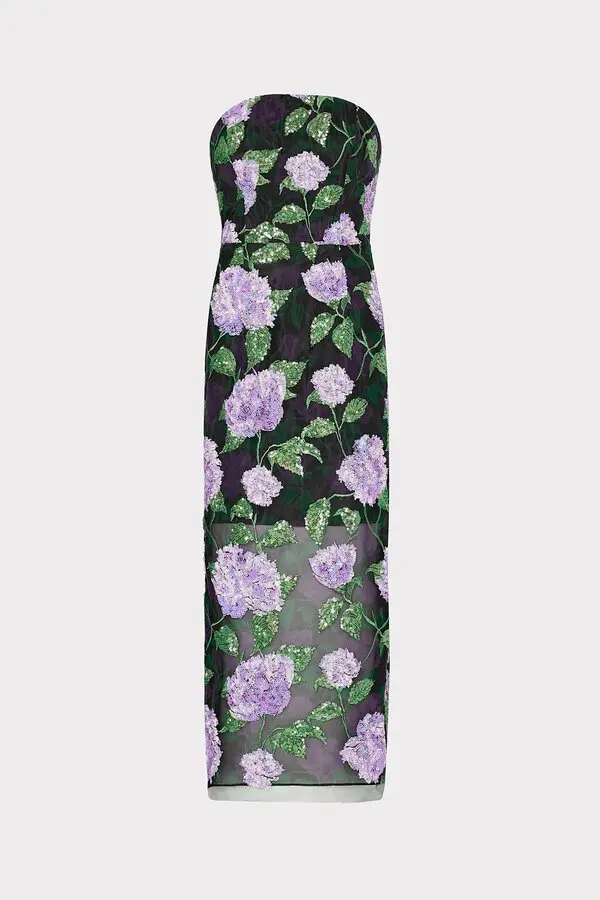milly kait sequin dress Milly Kait Embroidered Sequined Strapless Midi-Dress