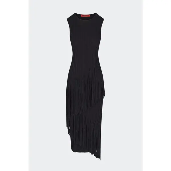 SIMONMILLER Spiral Knit Fringe Dress - Black