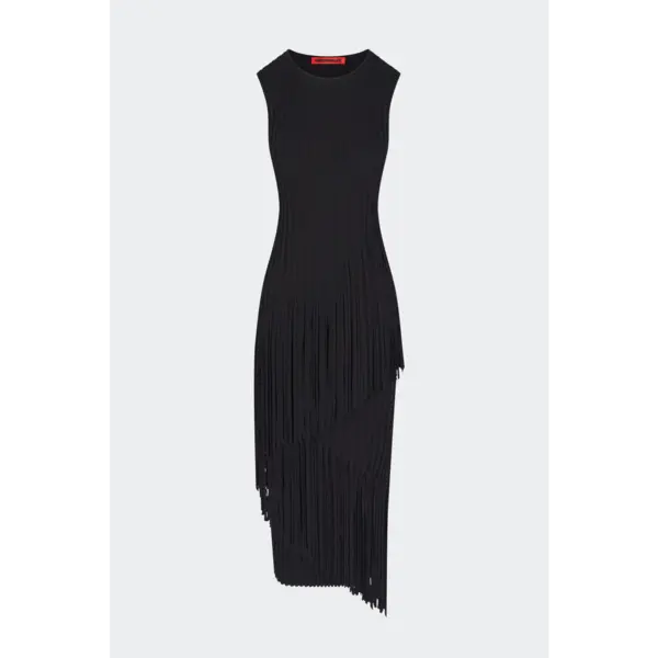 SIMONMILLER Spiral Knit Fringe Dress - Onyx