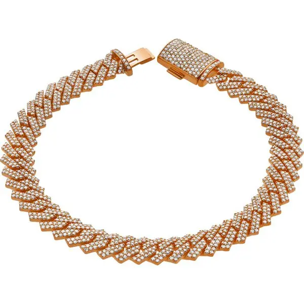 LUVMYJEWELRY Diamond Link Cuban Bracelet In 10k Gold - 14k Rose Gold