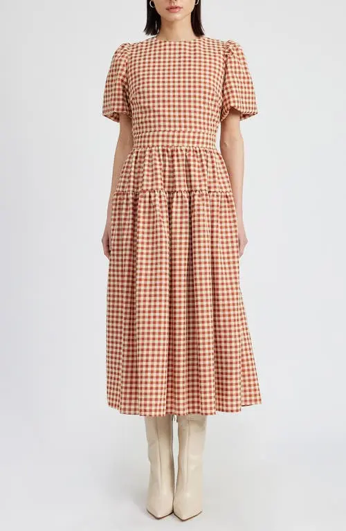 white christmas dresses Gingham Mini Dress with Side Cutouts main image 1