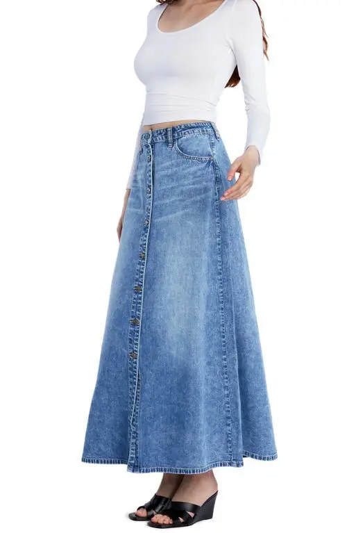 WASH LAB DENIM Maxi Skirt - Atlantic Blue