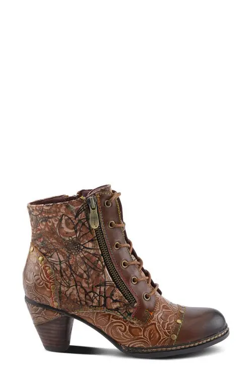 SPRING STEP SHOES Avyanna Booties - Medium Brown Multi