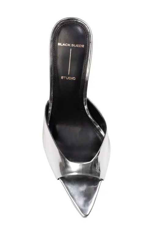BLACK SUEDE STUDIO Brea Pointed Toe Sandal - Silver Mirror Metallic