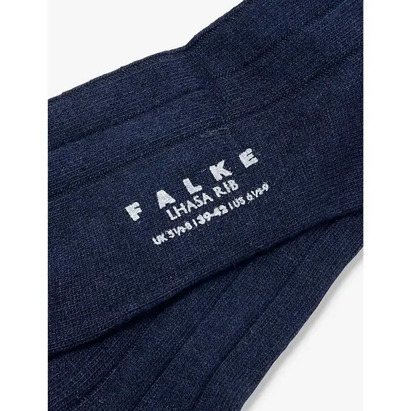 Falke Lhasa Ribbed Woven-blend Socks - Dark Navy