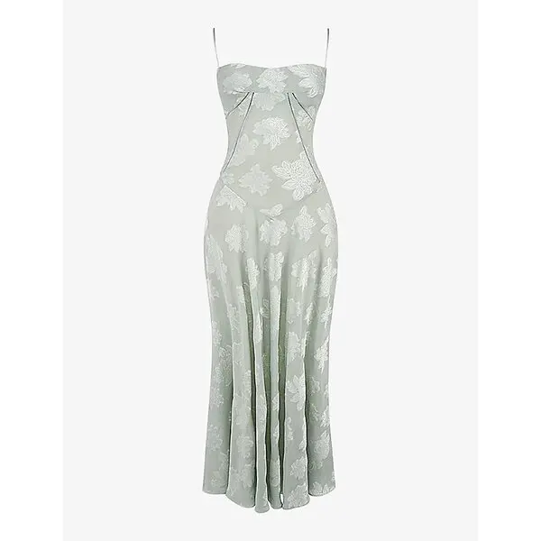 House of CB Seren Lace-Up Maxi Dress - Pistachio Floral