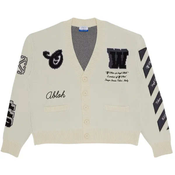 Off-White Varsity Knit Cardigan - White