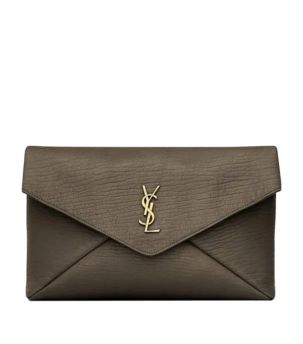 Saint Laurent Leather Cassandre Envelope Pouch