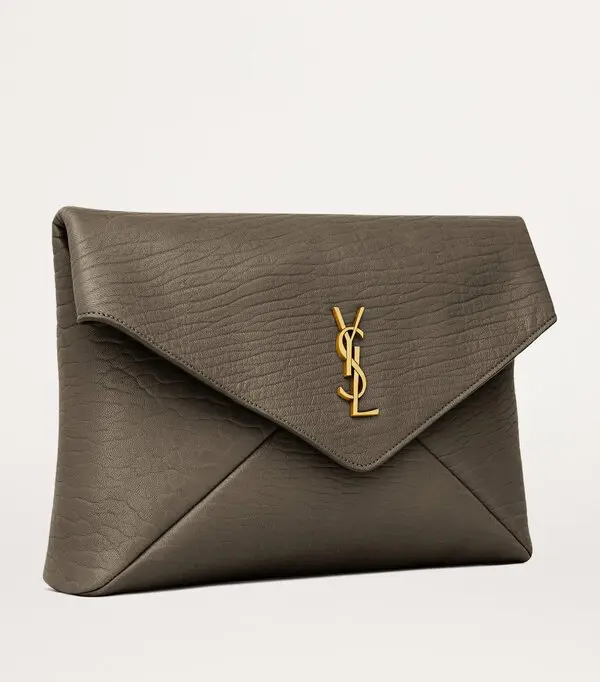 Saint Laurent Leather Cassandre Envelope Pouch