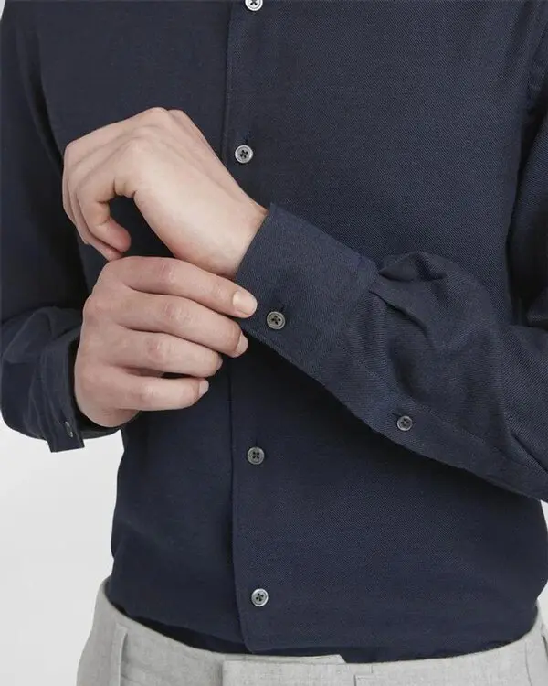 Zegna Apos;s Cashmere-cotton Cashco Sport Shirt - Navy Solid