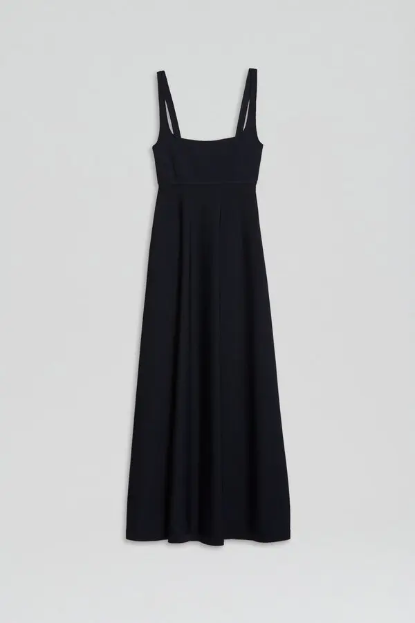 Scanlan Theodore Crepe Knit Square Neck Dress - Navy