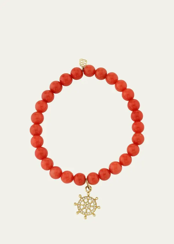 SYDNEY EVAN 14k Diamond And Ships Wheel Charm Bracelet