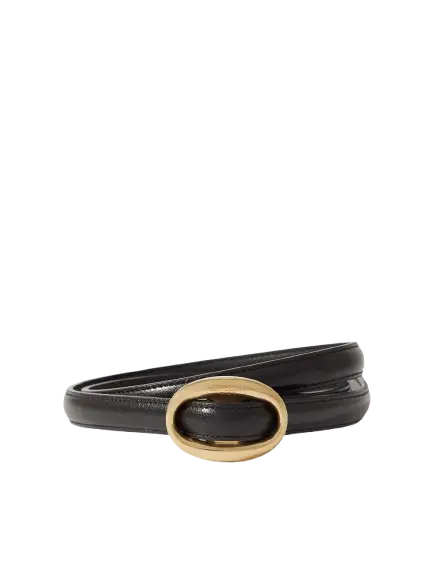 Saint Laurent Glossed-leather Skinny Belt - Black