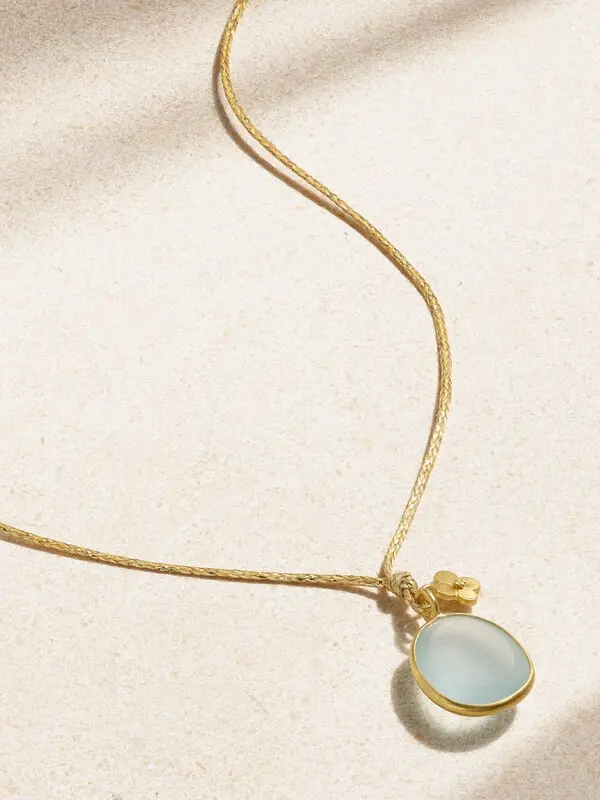 PIPPA SMALL 18-karat Gold, Cord And Aquamarine Necklace - Blue