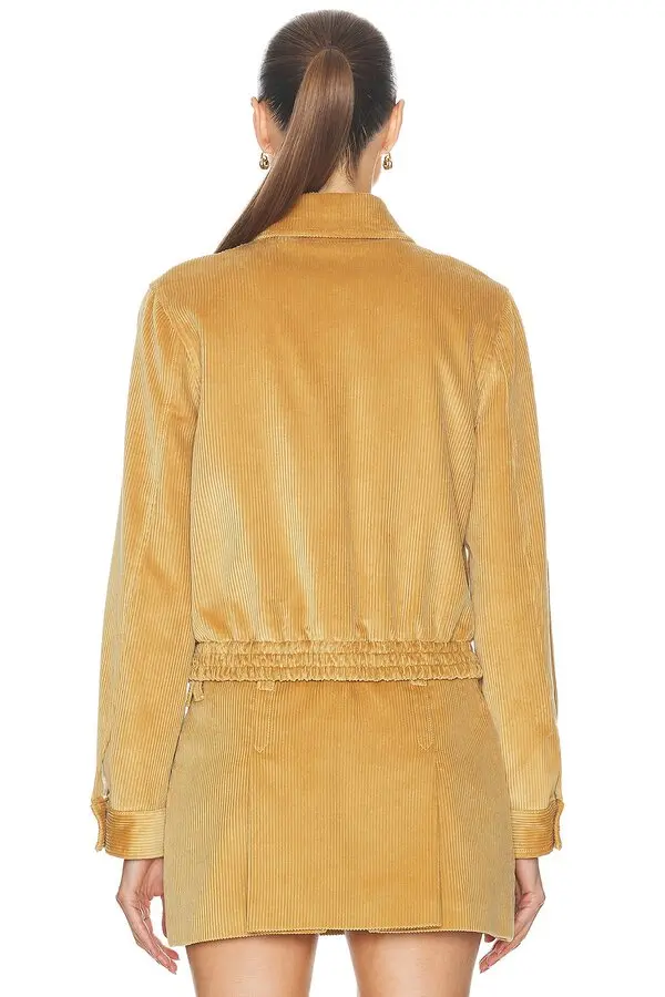 Miu Miu Ribbed Bomber Jacket In Brown