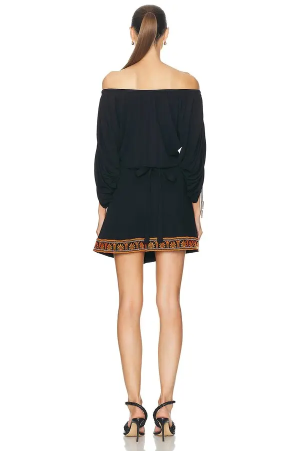 Rabanne Off The Shoulder Pleated Sleeves Dress - Black