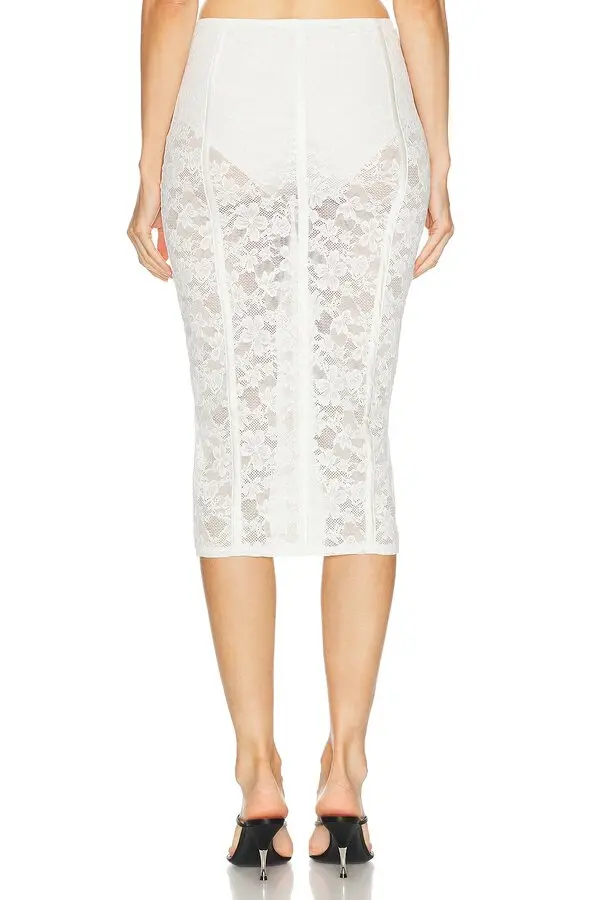 FLEUR DU MAL Le Stretch Lace Pencil Skirt - Ivory